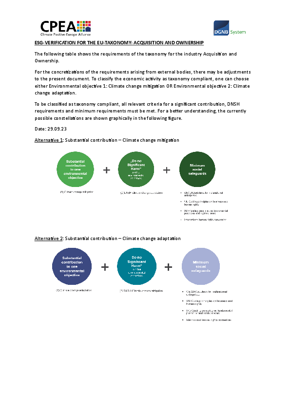 ESG Verification for the EU Taxonomy | DGNB ESG Verification for the EU Taxonomy | DGNB